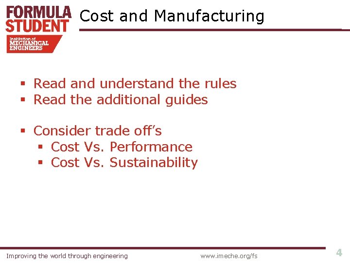 Formula Student 2012 Cost Manufacturing and Sustainability Richard