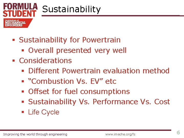 Formula Student 2012 Cost Manufacturing and Sustainability Richard