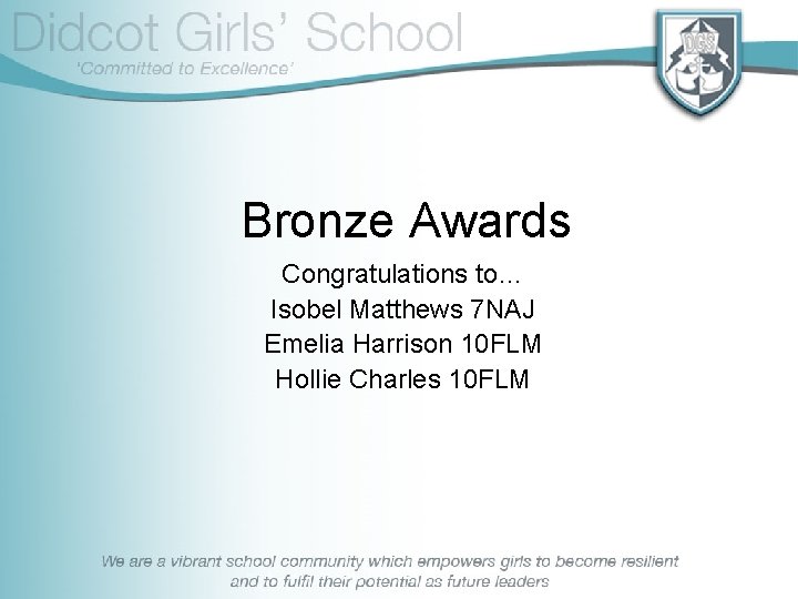 Leadership Badges Well done to all of you