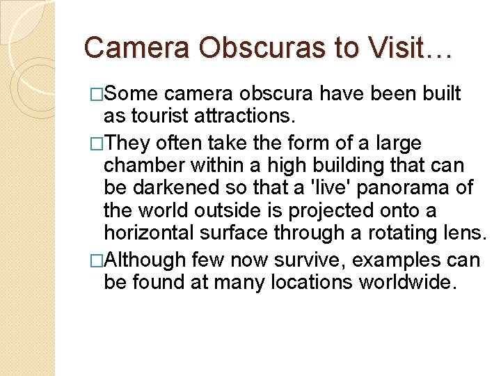 Camera Obscura The Beginning of Photography Maryland Institute
