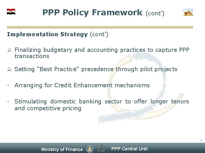 Overview on the Development of the Egyptian PPP