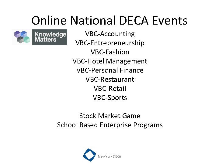 NEW YORK DECA Developing Future Leaders and Entrepreneurs