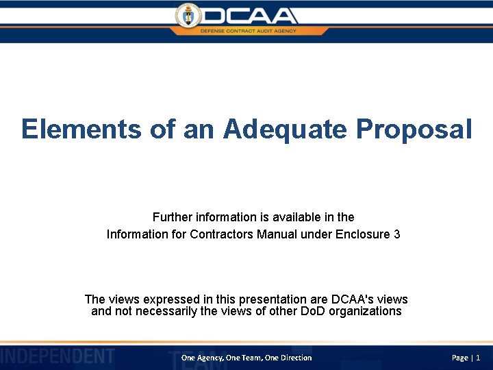Elements of an Adequate Proposal Further information is