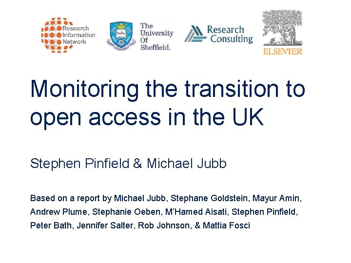 Monitoring the transition to open access in the