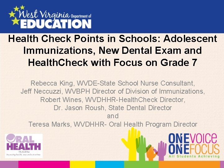 Health Check Points in Schools Adolescent Immunizations New