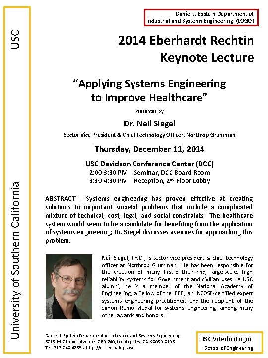 USC Daniel J Epstein Department of Industrial and