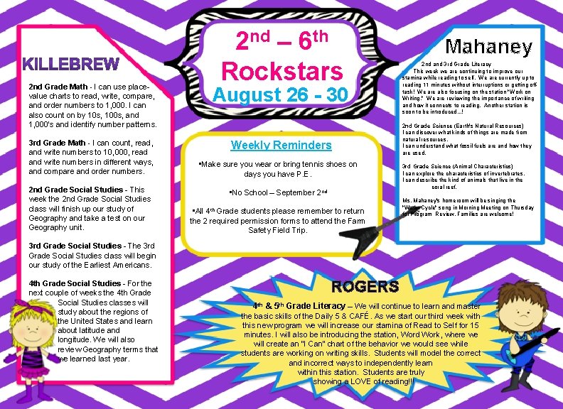 2 nd 6 th Rockstars 2 nd Grade