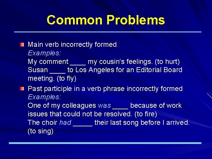 ESL Short Subject Verb Forms Intensive Course in