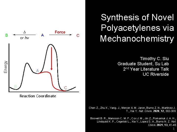 Energy Synthesis of Novel Polyacetylenes via Mechanochemistry Timothy