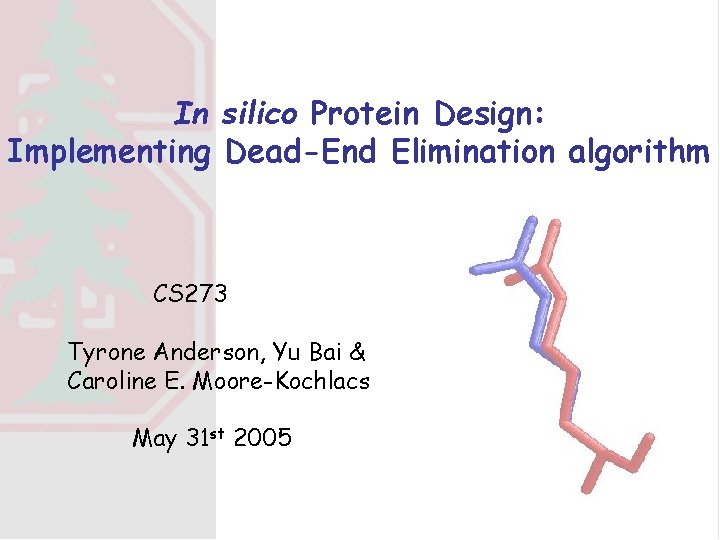 In silico Protein Design Implementing DeadEnd Elimination algorithm