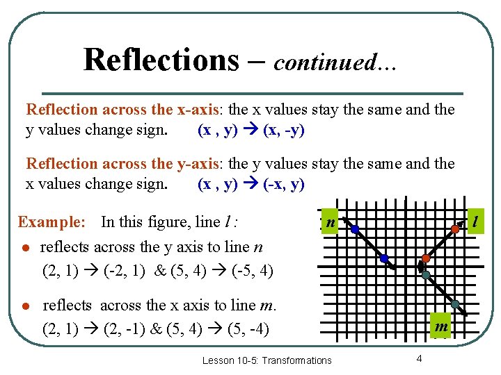 Lesson 10 5 Transformations Lesson 10 5 Transformations