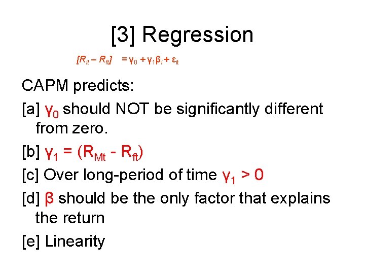 Capital Asset Pricing Model CAPM II The Empirics