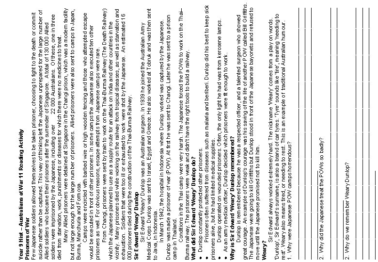 Year 9 History Australians at War World War