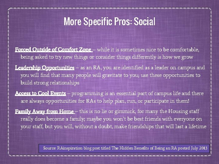 Why become an RA Caroline Waldron Pros VS