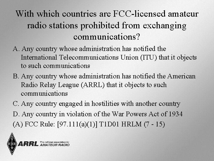 With which countries are FCClicensed amateur radio stations