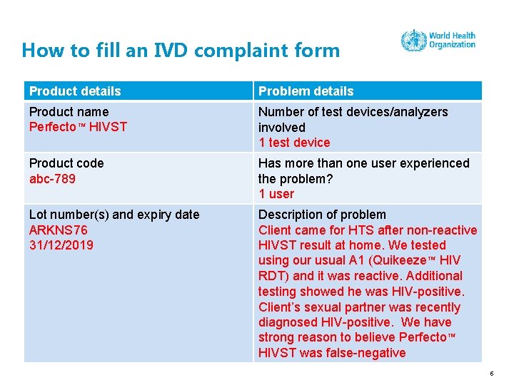 Case study on postmarket surveillance for HIVST IVDs