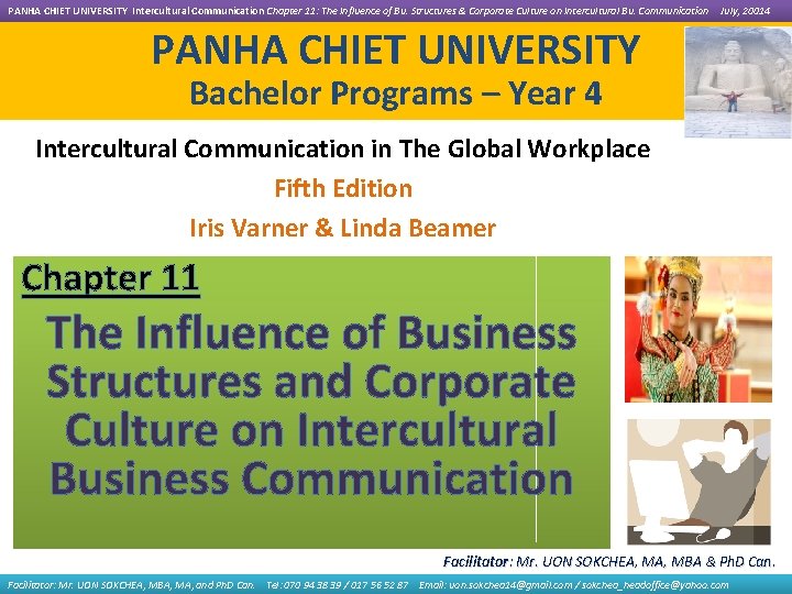 PANHA CHIET UNIVERSITY Intercultural Communication Chapter 11 The