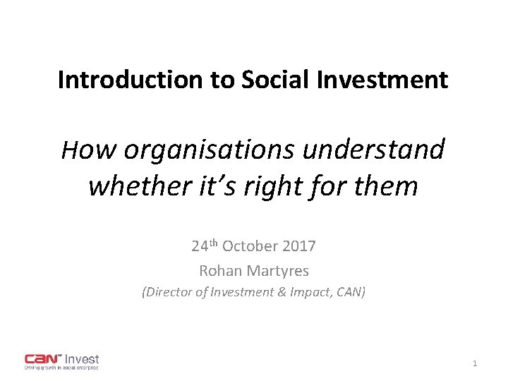 Introduction to Social Investment How organisations understand whether