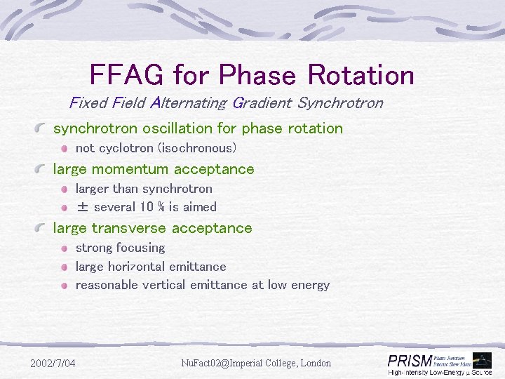 Beam Dynamics Studies of FFAG Akira SATO Osaka