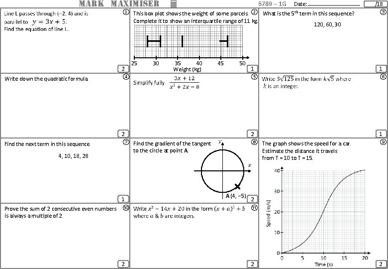 MARK MAXIMISER 6789 1 G Date 18 This