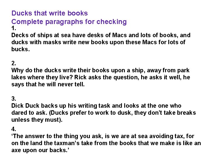 Ducks that write books Pronunciation activities for the