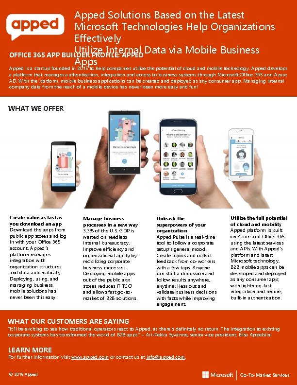 Apped Solutions Based on the Latest Microsoft Technologies