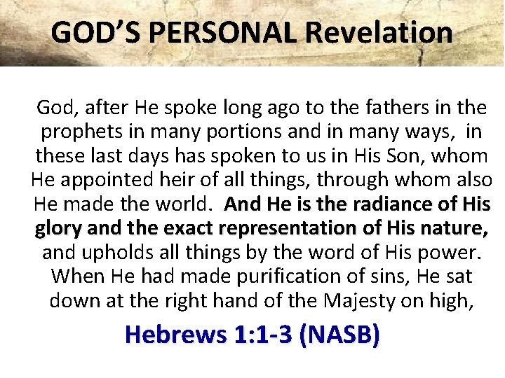 What We Believe The Reality of GOD September