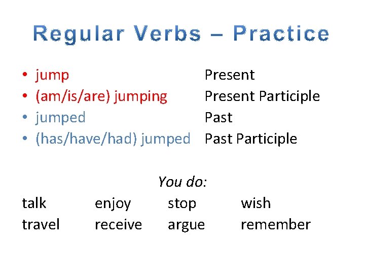 VERBS Principal Parts Tenses Troublesome Verbs VERBS 4