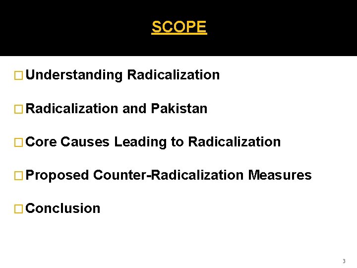ISSUES OF RADICALIZATION AND EXTREME BEHAVIOURS IN PAKISTAN