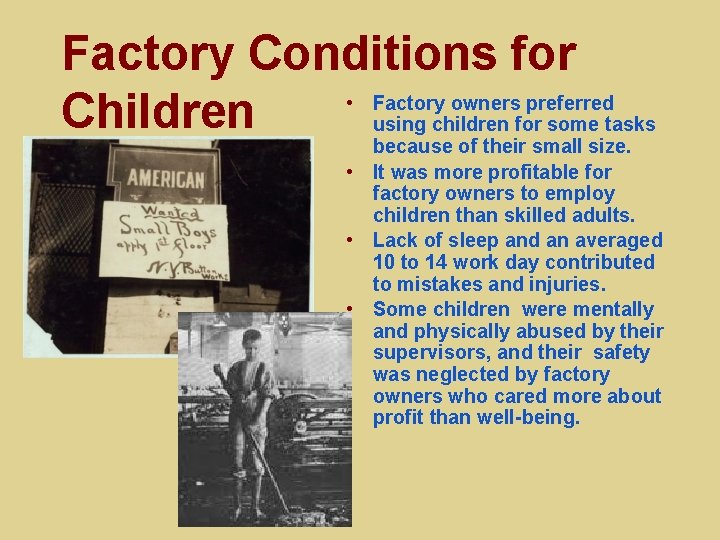 Child Labor Farming in the West Families began