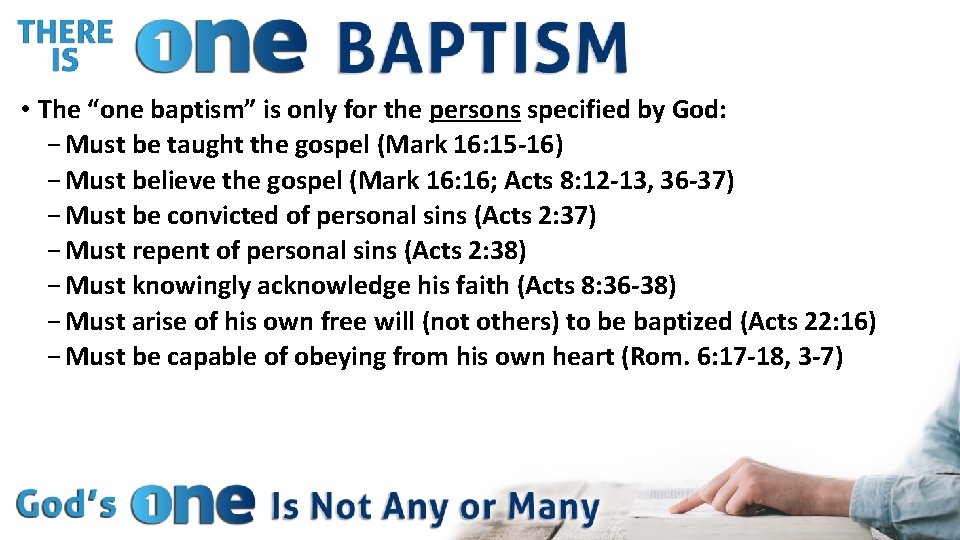 The one baptism is only by the particulars