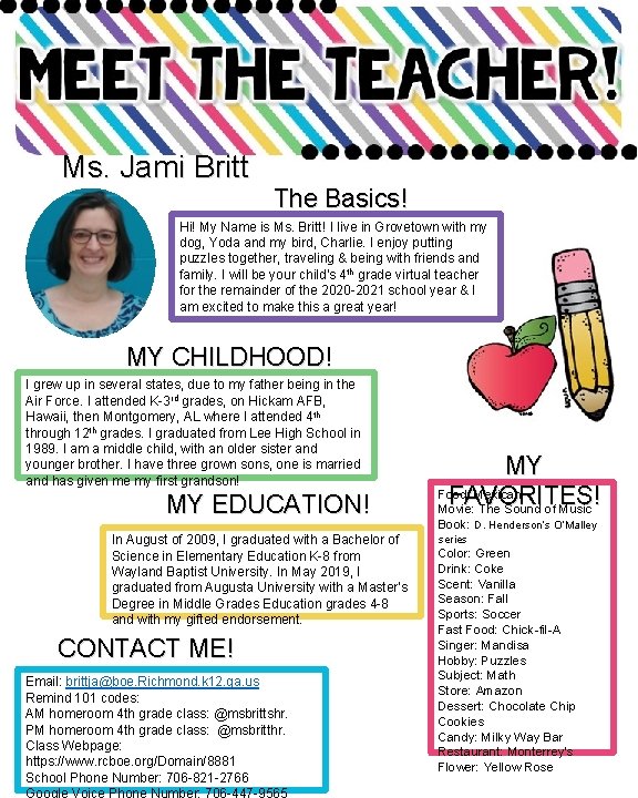 Ms Jami Britt The Basics Hi My Name
