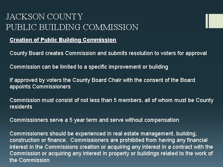 JACKSON COUNTY PUBLIC BUILDING COMMISSION Proposition to Create