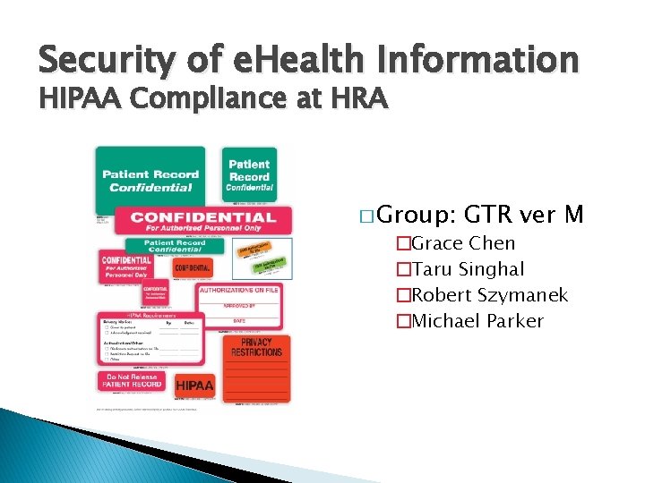 Security of e Health Information HIPAA Compliance at