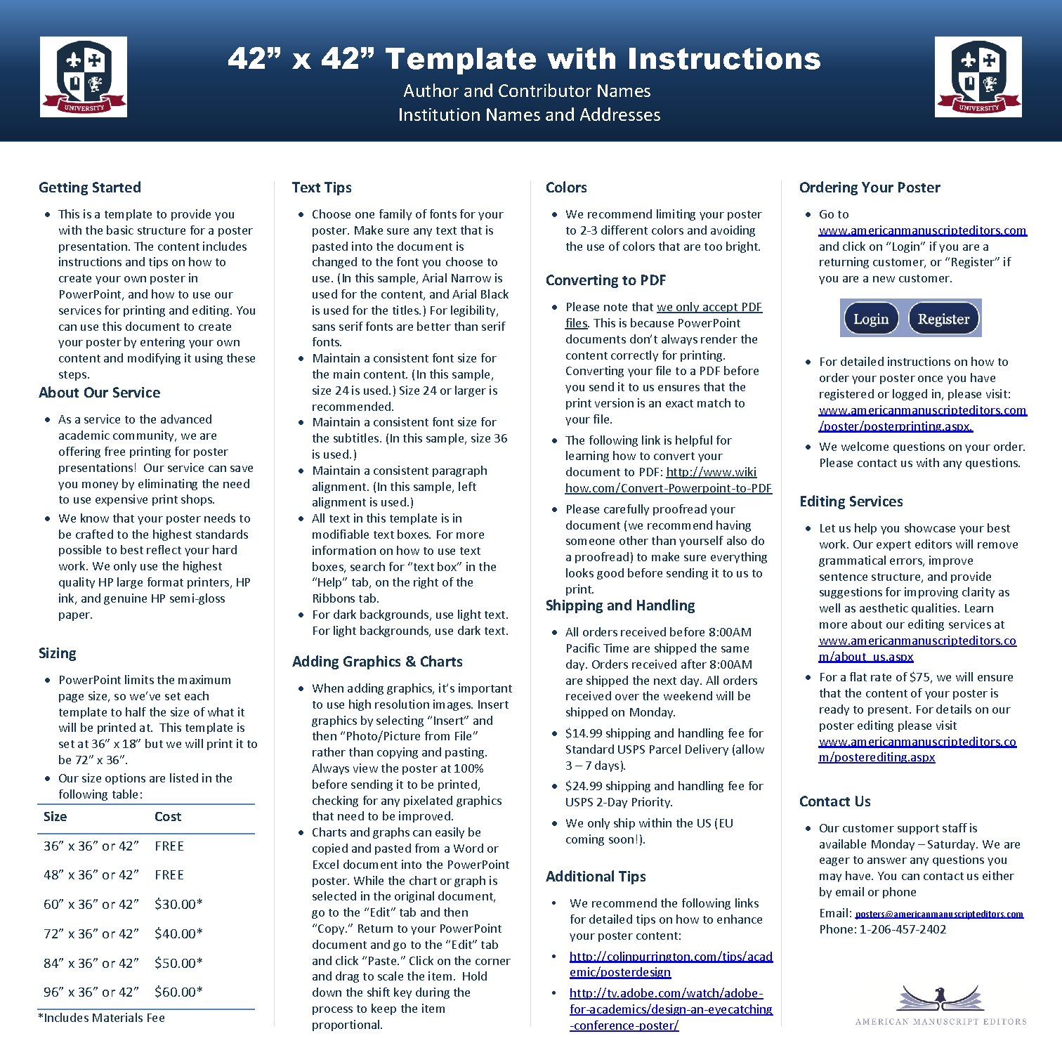 42 x 42 Template with Instructions Author and