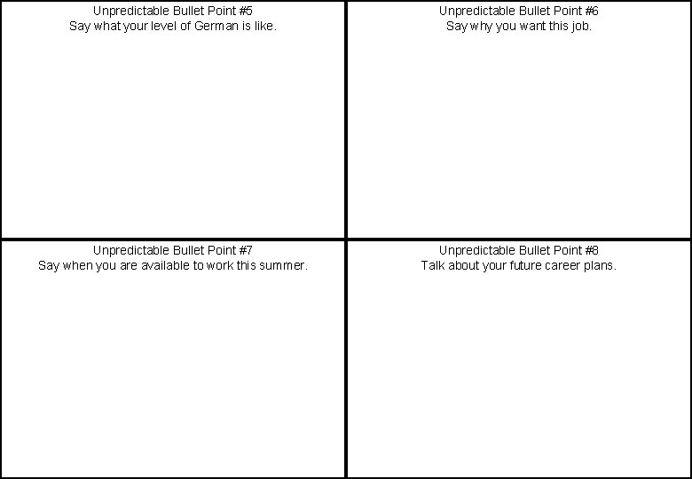 National 5 GERMAN Unpredictable Bullet Points How to