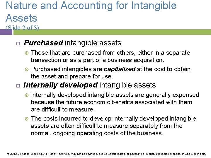 INTERMEDIATE ACCOUNTING Chapter 12 Intangibles 2013 Cengage Learning