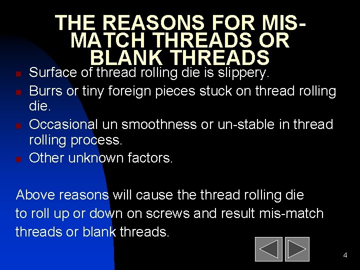 MISMATCH THREADS BLANK THREADS EASYLINK INDUSTRIAL CO LTD