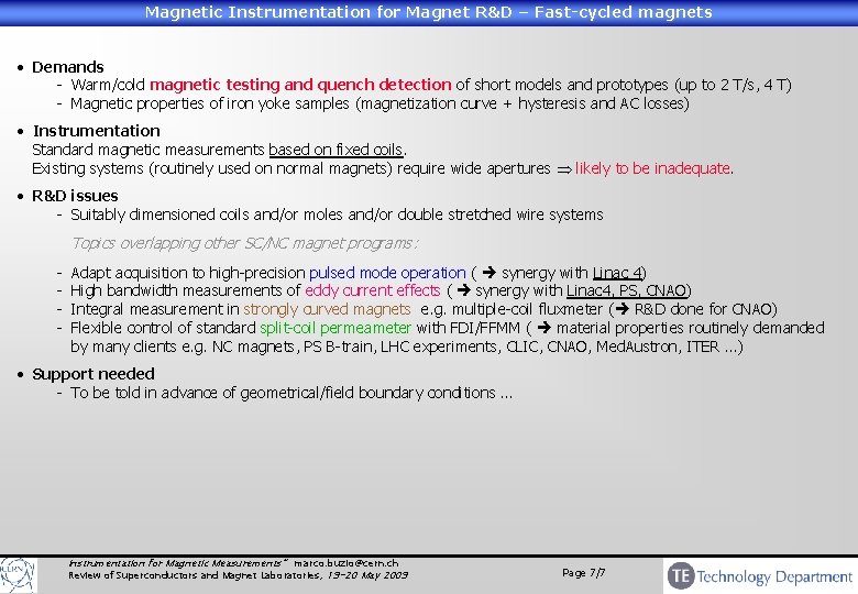 Superconducting Magnets and Laboratories Instrumentation for Magnetic ...