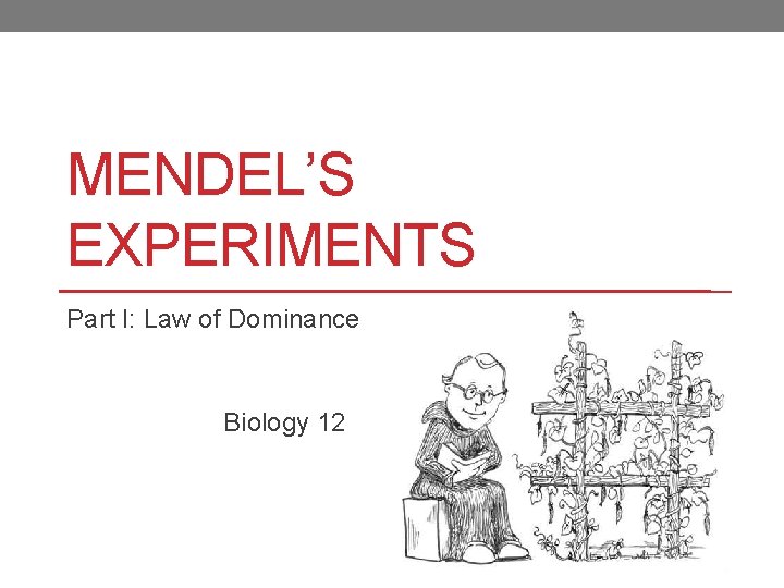 MENDELS EXPERIMENTS Part I Law of Dominance Biology
