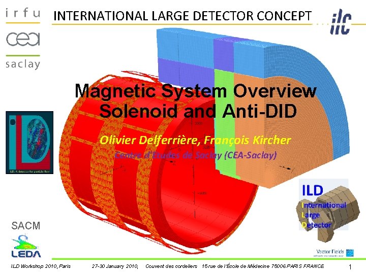 INTERNATIONAL LARGE DETECTOR CONCEPT Magnetic System Overview Solenoid