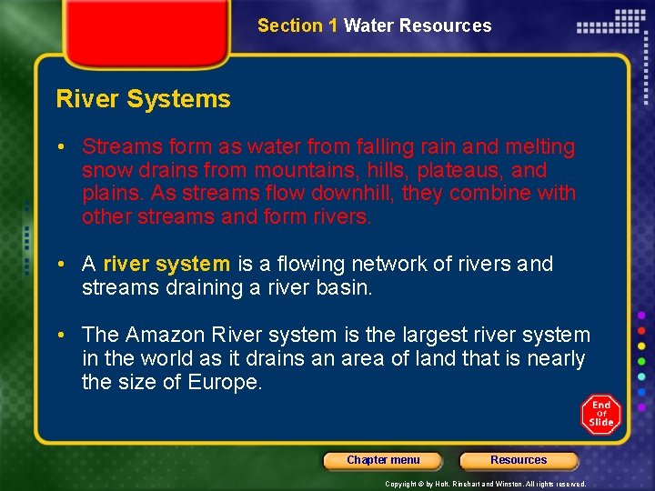 Water Table of Contents Section 1 Water Resources