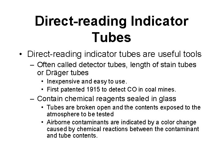 DIRECTREADING INSTRUMENTS Objectives After this session students should