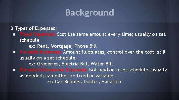 Creating a Household Budget Julia Menendez Janner Mateo