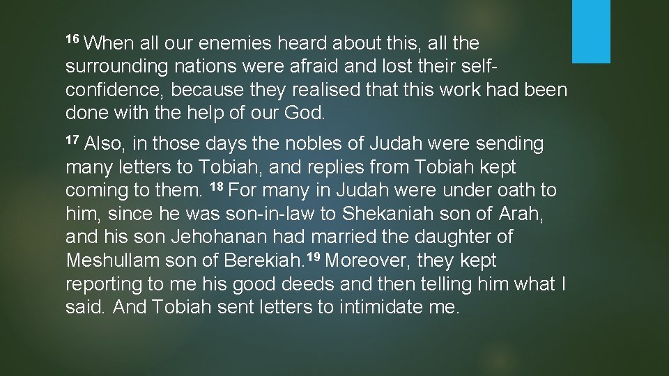 Nehemiah Building for God Nehemiah Chapter 6 Distractions