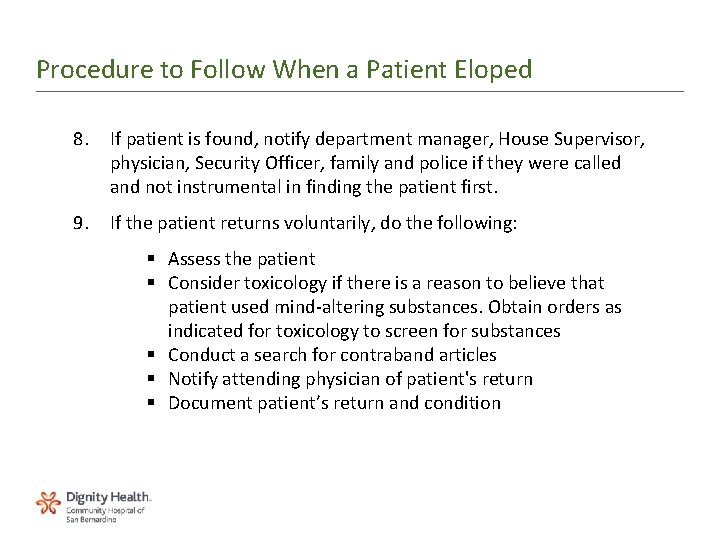 Patient Elopement Introduction It is the policy of