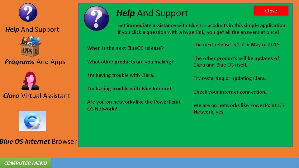 blue OS 1 5 Hello and Blue is