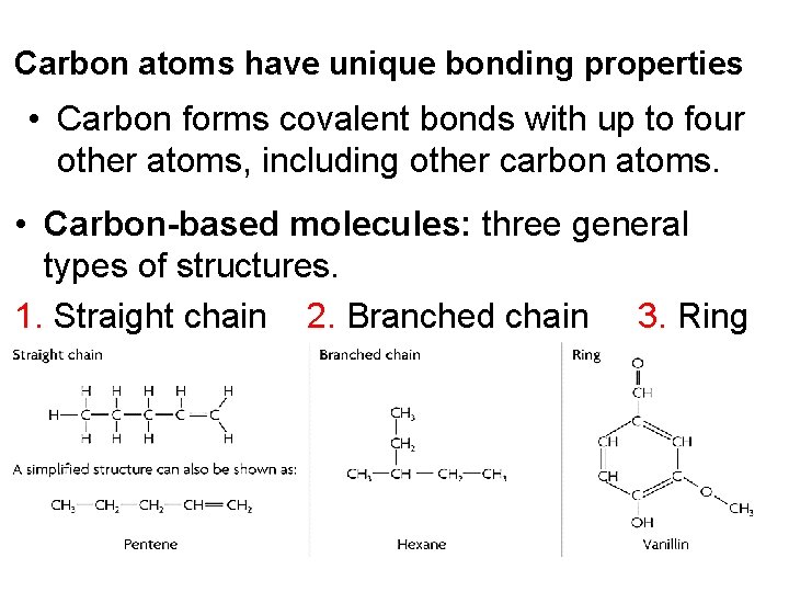 Carbon Carbon atoms have unique bonding properties Carbon