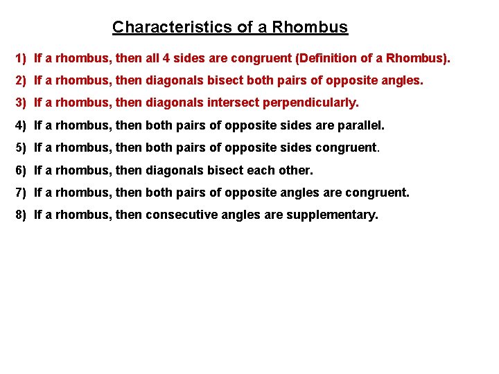 Module 15 Lesson 7 Conditions for Rectangles Rhombi