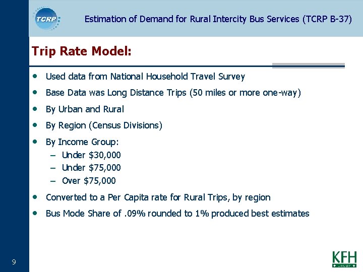 Estimation of Demand for Rural Intercity Bus Services